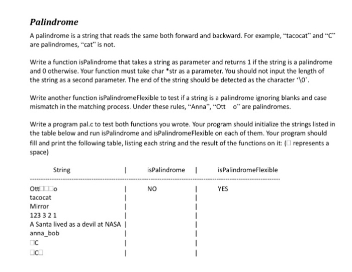 Solved A palindrome is a string that reads the same both | Chegg.com