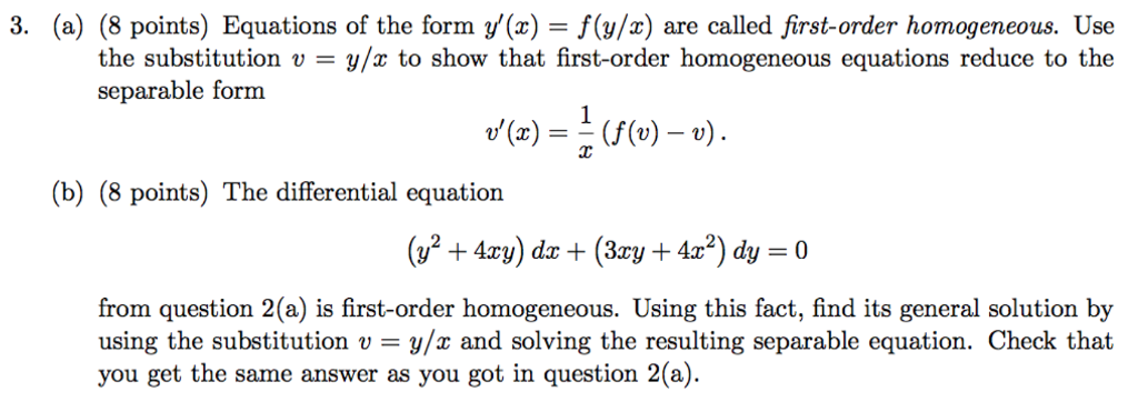 Solved 3. (a) (8 points) Equations of the form y,(x) = | Chegg.com