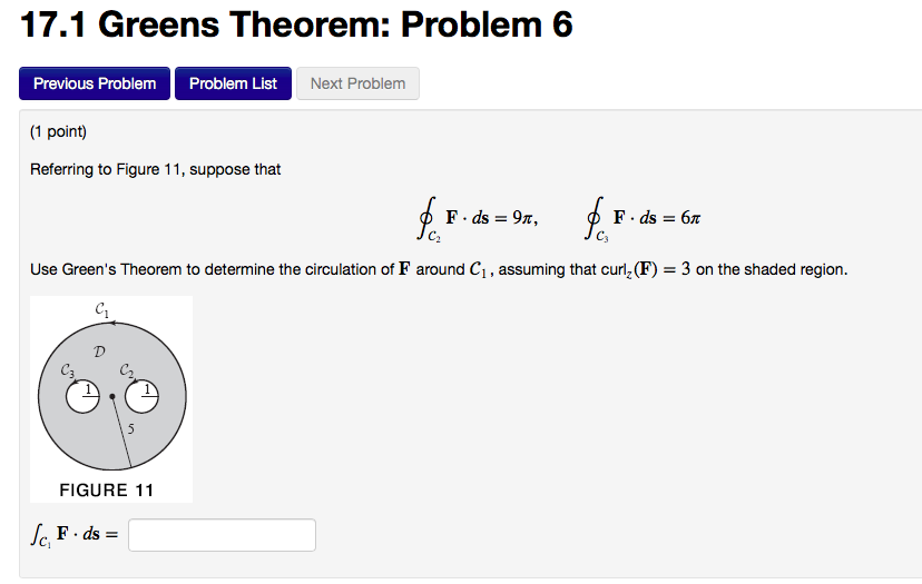 Solved 17.1 Greens Theorem: Problem 6 Previous Problem | Chegg.com