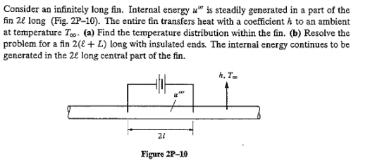 Solved Consider an infinitely long fin. Internal energy u^m | Chegg.com