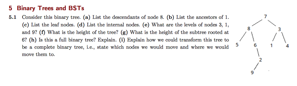 Solved 5 Binary Trees and BSTs 5.1 Consider this binary | Chegg.com