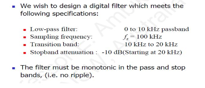 Solved - We wish to design a digital filter which meets the | Chegg.com