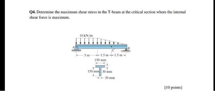 Solved Determine the maximum shear stress in the T-beam at | Chegg.com