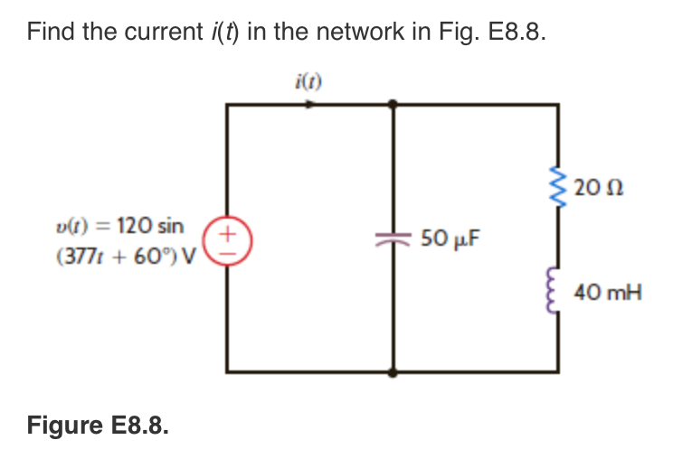Solved Find the current i(t) in the network in Fig. E8.8. | Chegg.com
