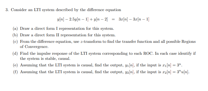 Solved 3. Consider an LTI system described by the difference | Chegg.com