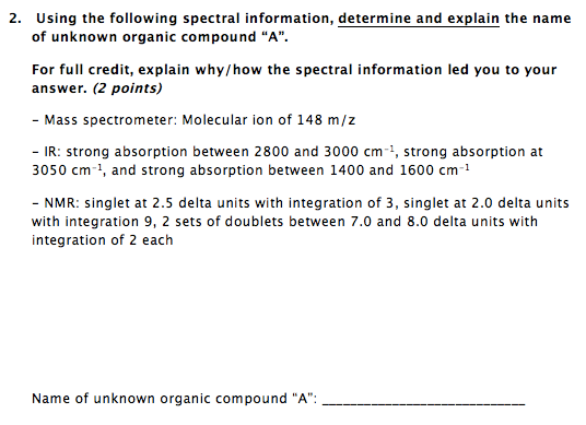 Solved Using the following spectral information, determine | Chegg.com