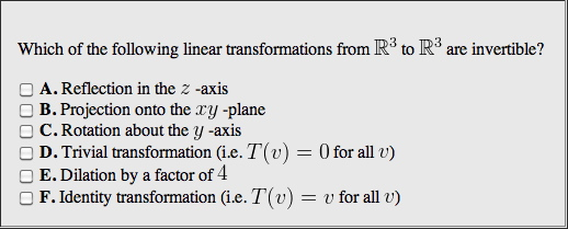 Solved Which of the following linear transformations from R3 | Chegg.com
