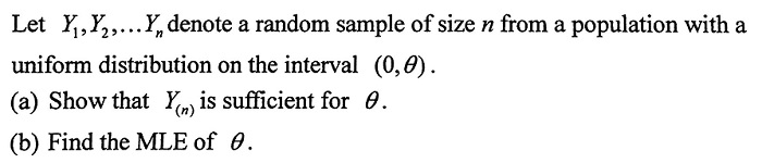Solved Let Y1, Y2,. .. Yn denote a random sample of size n | Chegg.com