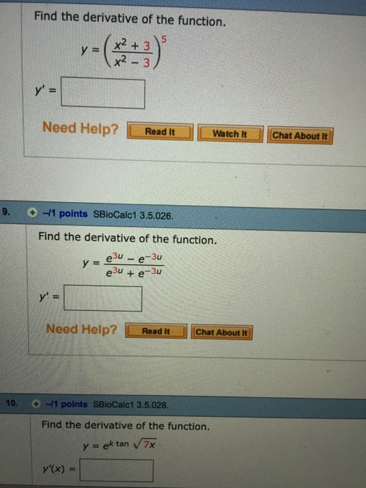 Solved Find the derivative of the function. y = (x2 + 3/x2 | Chegg.com