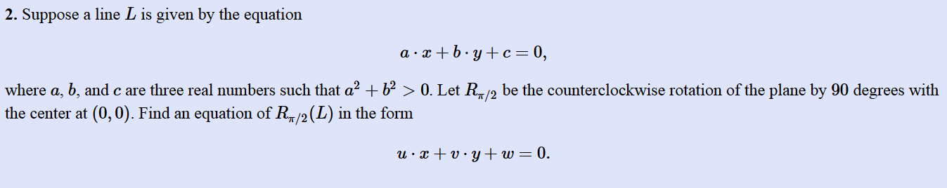 Solved Suppose a line L is given by the equation a middot x | Chegg.com