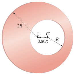Solved A uniform circular plate of radius 2R has a circular | Chegg.com