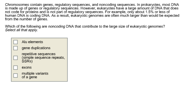 Solved Chromosomes contain genes, regulatory sequences, and | Chegg.com