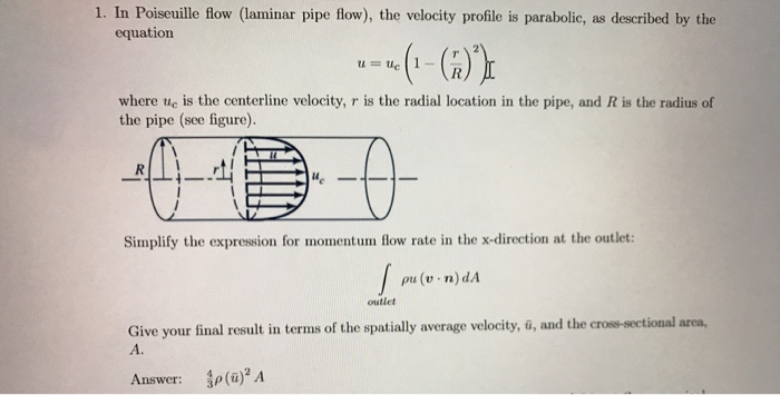 Solved In Poiseuille flow (laminar pipe flow), the velocity | Chegg.com