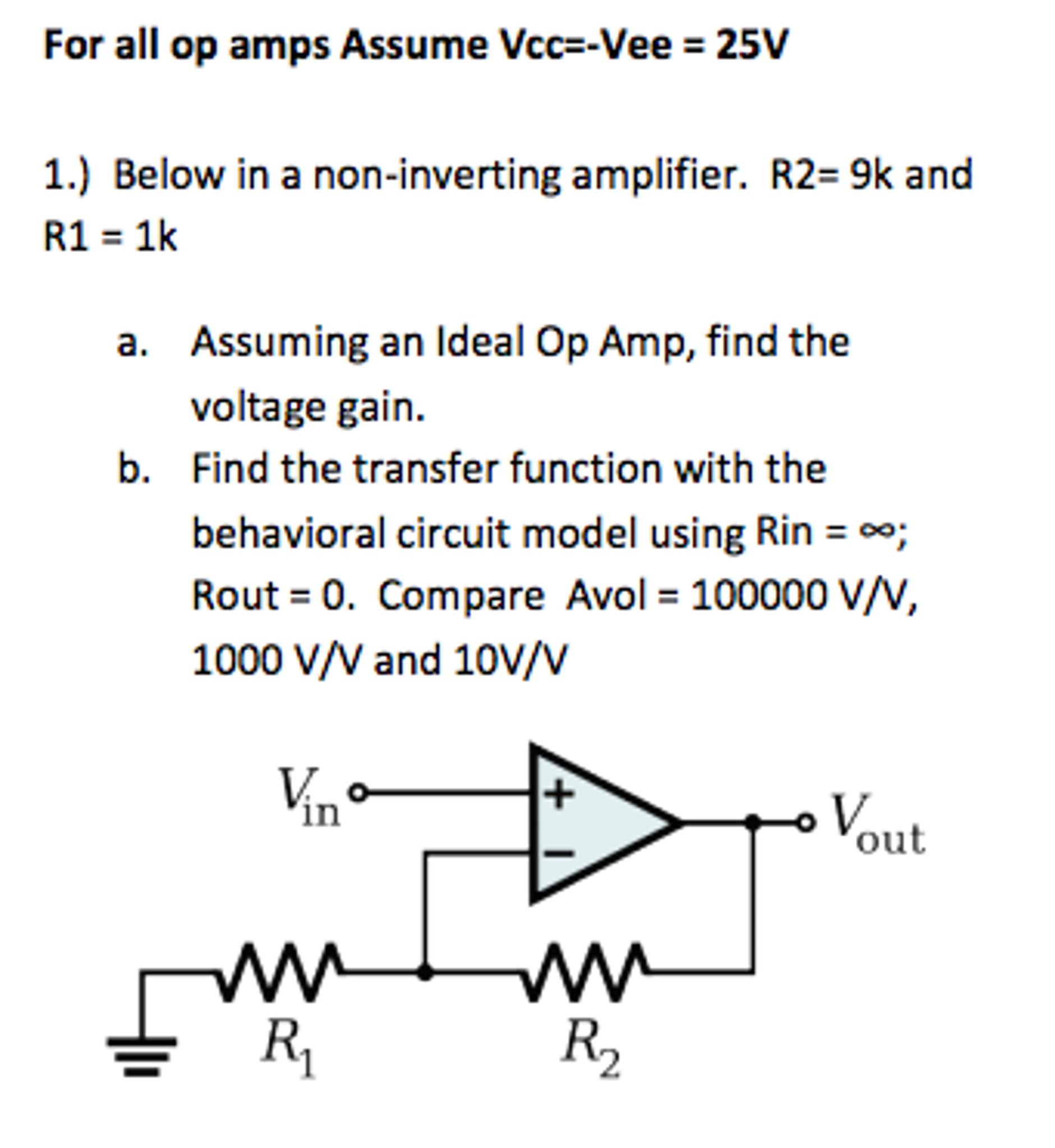 Solved For all op amps Assume Vcc=-Vee = 25V Below in a | Chegg.com Solved For all op amps Assume Vcc=-Vee = 25V Below in a | Chegg.com