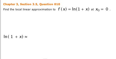 Solved Find the local linear approximation to f(x) = ln(1 + | Chegg.com
