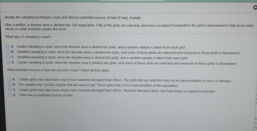 Solved Identify the sampling techniques used, and discuss | Chegg.com