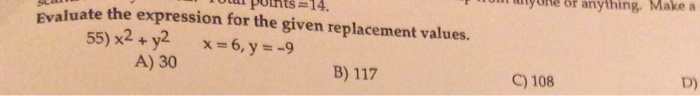 Solved Evaluate the expression for the given replacement | Chegg.com