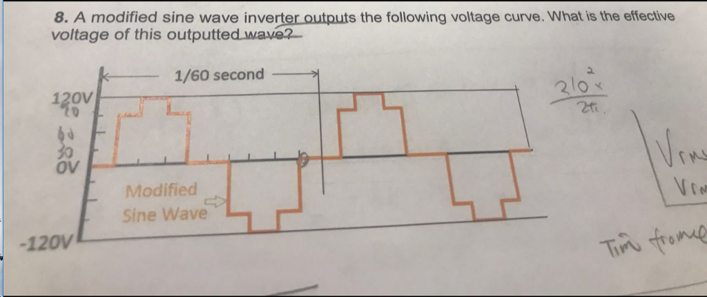 Solved 8. A modified sine wave inverter outputs the | Chegg.com