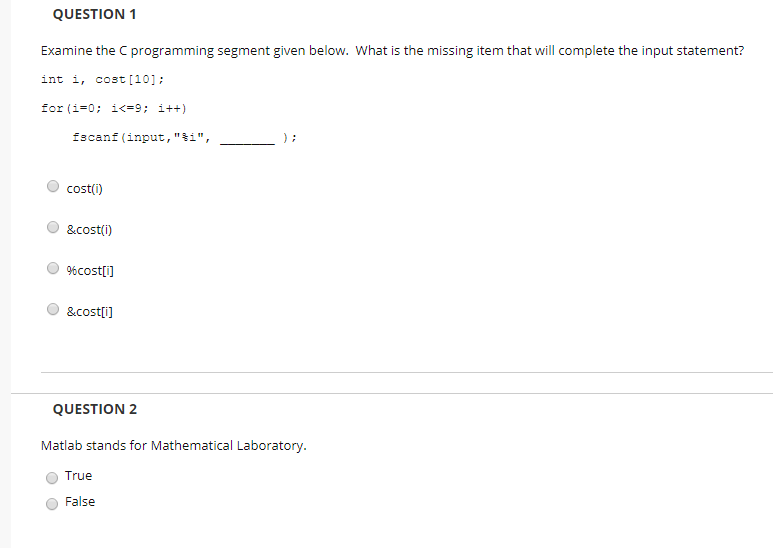 Solved QUESTION 1 Examine the C programming segment given | Chegg.com