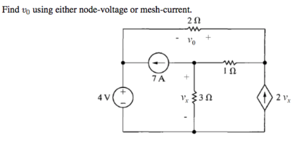 Solved Find v_0 using either node-voltage or mesh-current. | Chegg.com