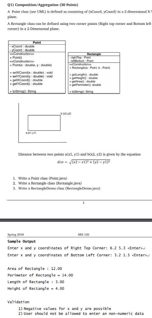 Solved Q1) Composition/Aggregation (30 Points) A Point class | Chegg.com