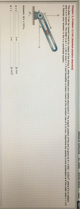 Solved The slider P can be moved inward by means of the | Chegg.com