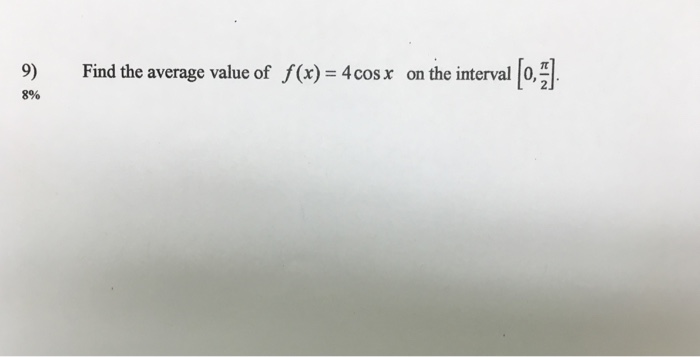 Solved Find the average value of f(x)=4cosx on the interval | Chegg.com