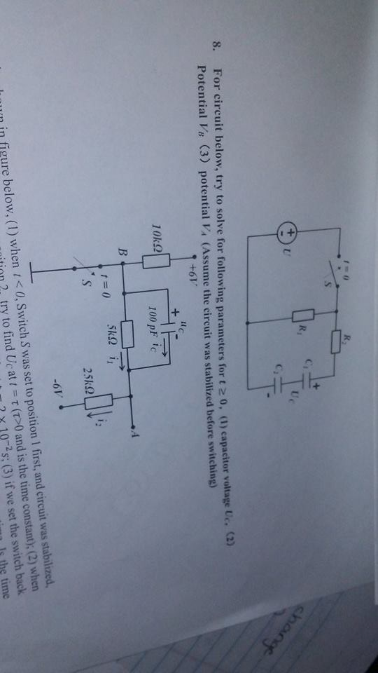 Solved For circuit below, try to solve for following | Chegg.com