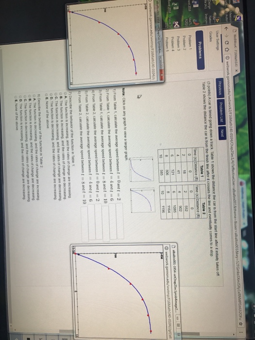 Solved A car is timed going down a track. Table 1 shows the | Chegg.com