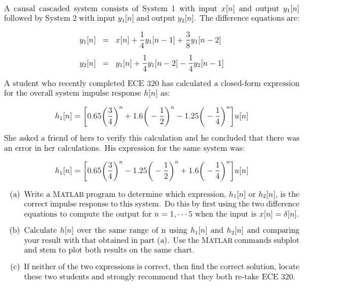 A Causal Cascaded System Consists Of System 1 With