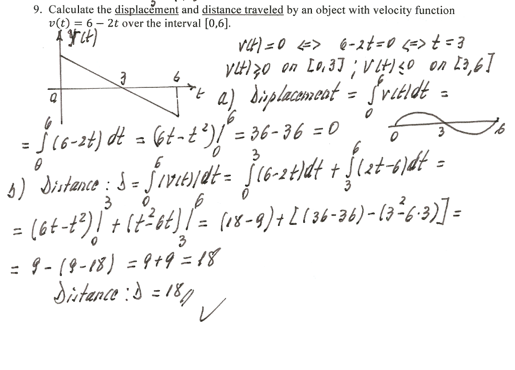 Solved 9. Calculate the displacement and distance traveled | Chegg.com