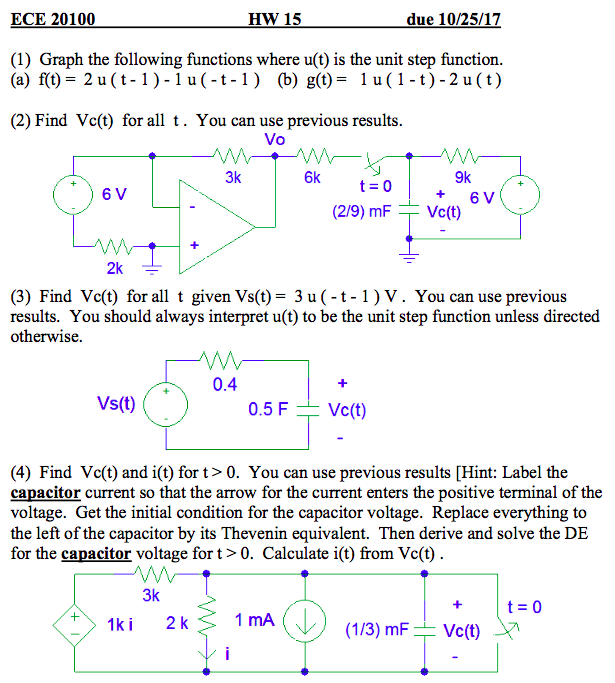 Solved ECE 20100 HW 15 due 10/25/17 (1) Graph the following | Chegg.com