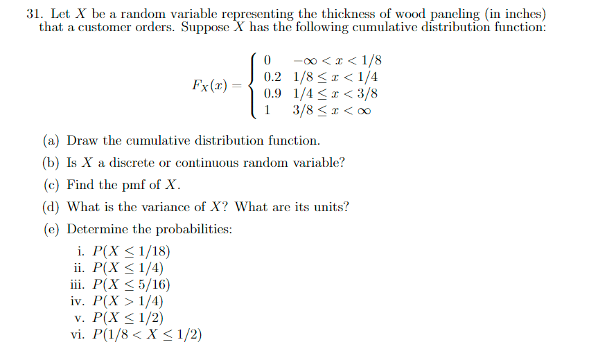 Solved 31. Let X be a random variable representing the | Chegg.com