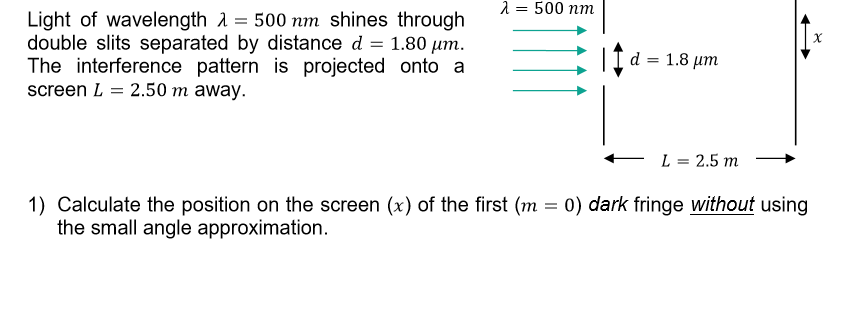 Solved λ= 500 nm Light of wavelength λ= 500 nm shines | Chegg.com