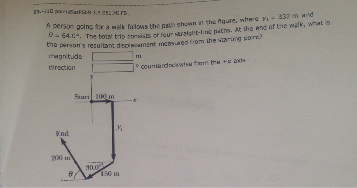 Solved A person going for a walk follows the path shown in | Chegg.com