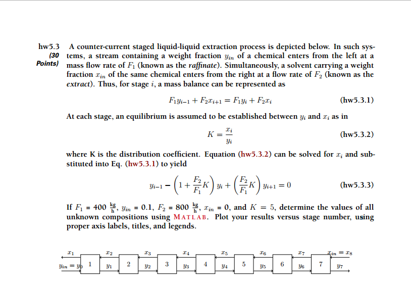 A counter-current staged liquid-liquid extraction | Chegg.com