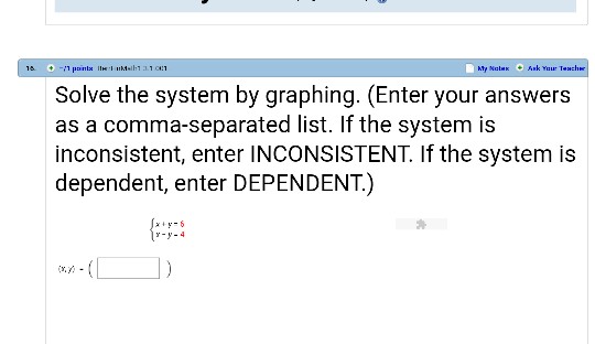 Solved Solve the system by graphing. (Enter your answers as | Chegg.com