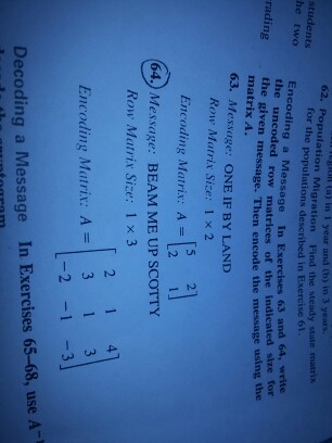 Solved 62. Population Migration Find the steady state matrix | Chegg.com