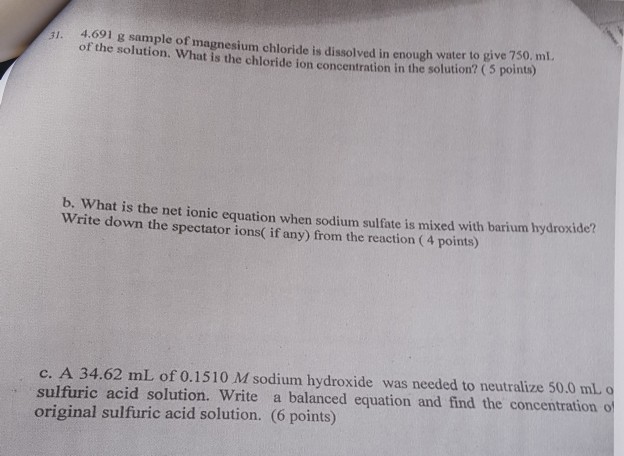 Solved . 4.691 g sample of magnesium chloride is dissolved | Chegg.com