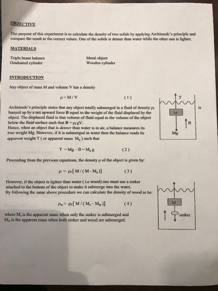 Solved OBJECTIVE The purpose of this experiment is to | Chegg.com