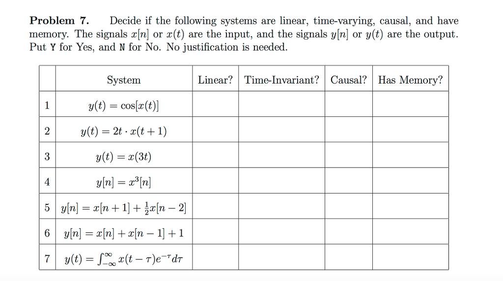 Solved Decide if the following systems are linear, | Chegg.com