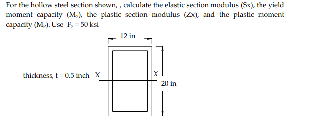 Solved For the hollow steel section shown,, calculate the | Chegg.com