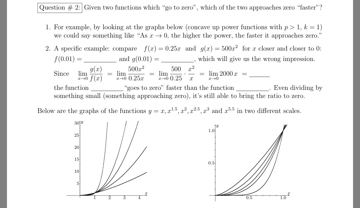 Solved Given two functions which "go to zero", which of the | Chegg.com
