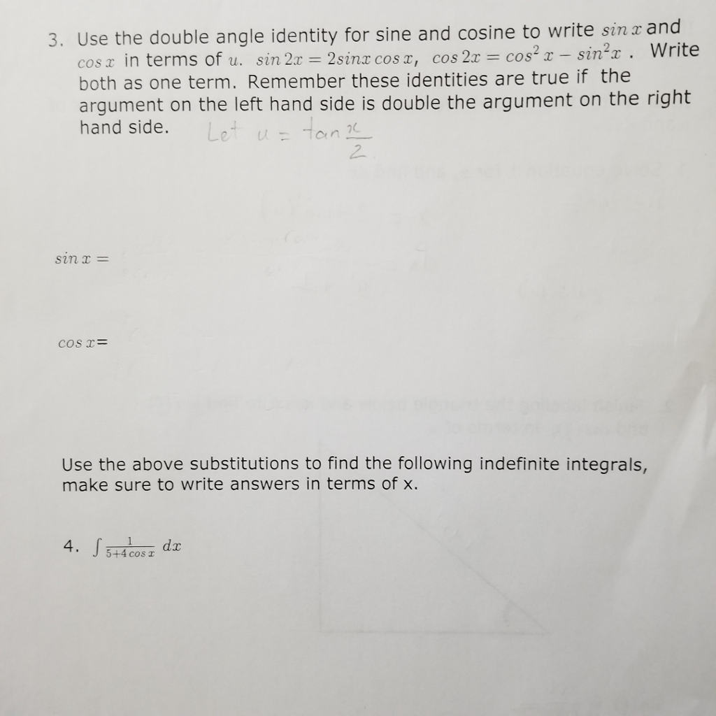 Solved 3. Use the double angle identity for sine and cosine | Chegg.com