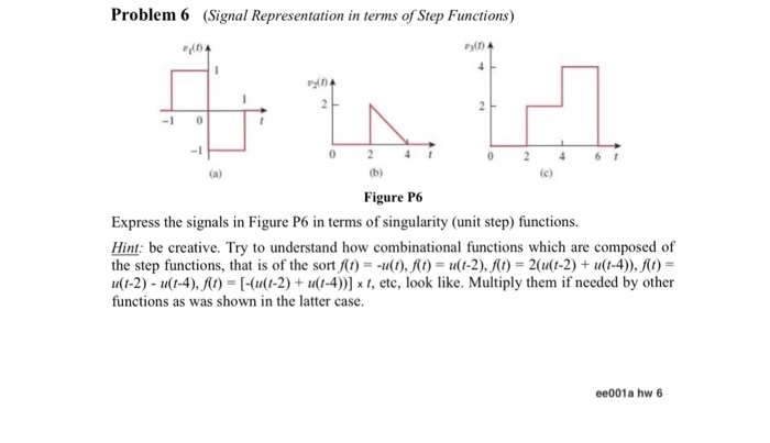 Solved Express the signals in Figure P6 in terms of | Chegg.com