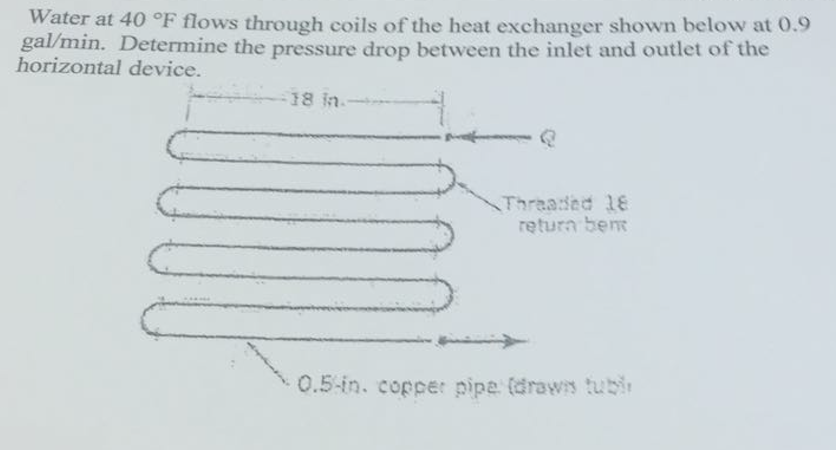 Solved Water at 40 degree F flows through coils of the heat | Chegg.com