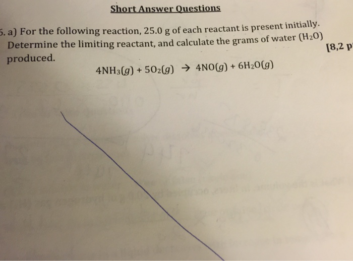 Solved For the following reaction, 25.0 g of each reactant | Chegg.com