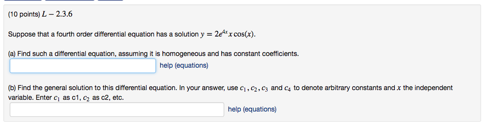 Solved Suppose That A Fourth Order Differential Equation Has