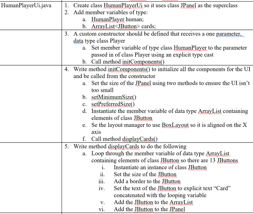 Solved HumanPlayerUi.java1. Create class HumanPlayerUi so it | Chegg.com