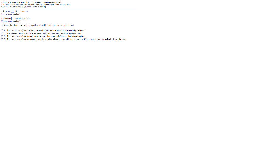 Solved b. If an sightsided die is tosed five times, how mary | Chegg.com